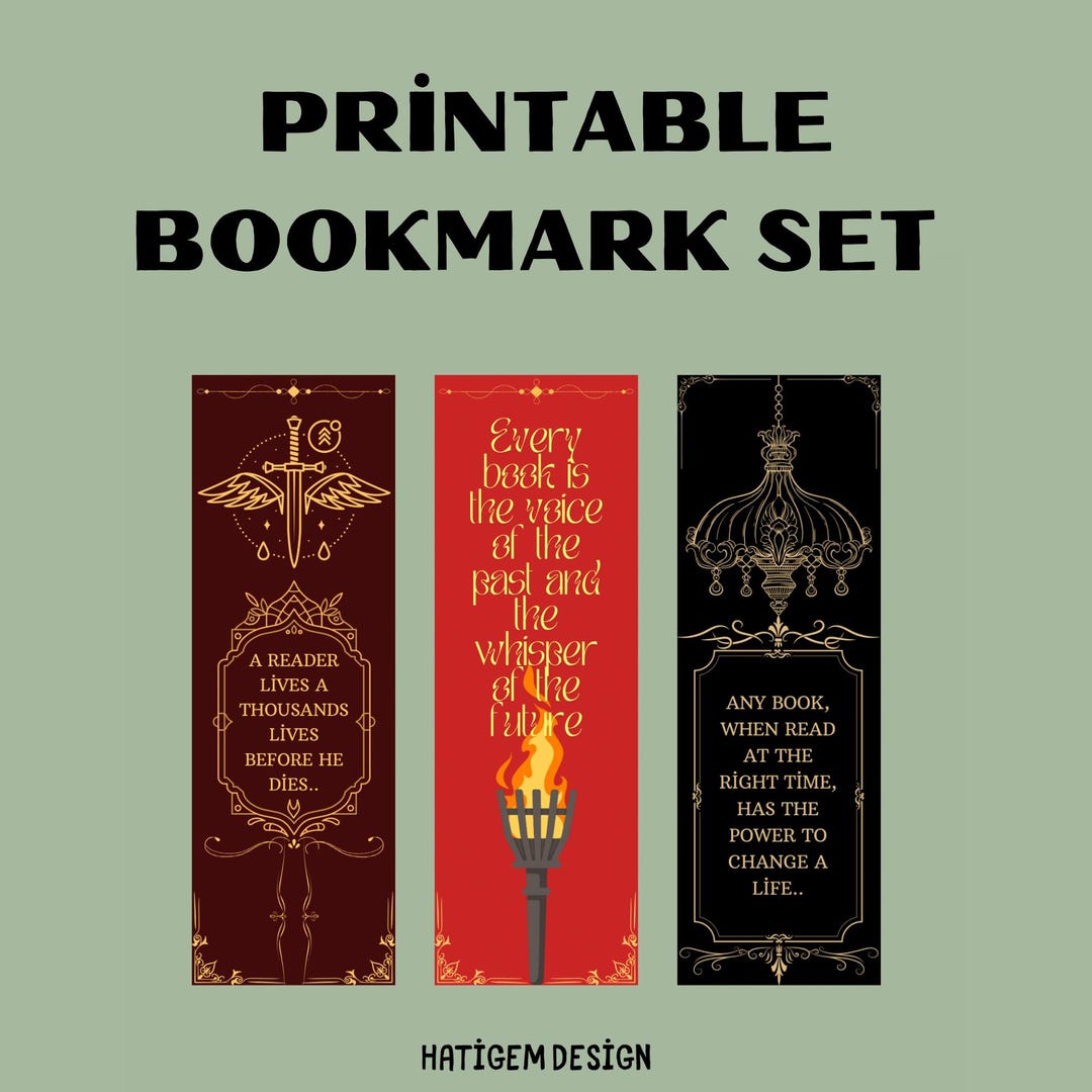 Dark Academia Quote Bookmarks Digital Download - Printable Vintage ...