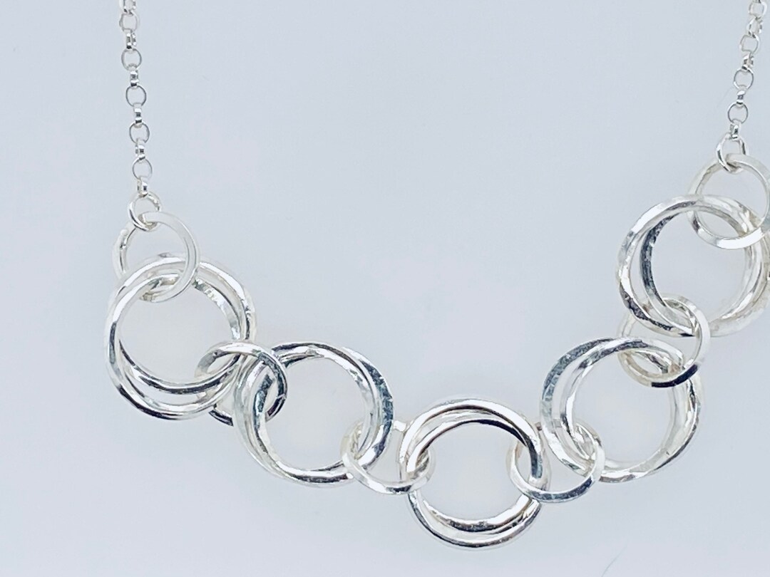 Sterling Silver Handmade Interlock Chain Necklace, Hallmarked in ...