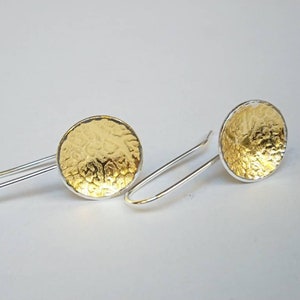 Sterling Silver Embossed Disc Drop Earrings With 24ct Gold - Etsy