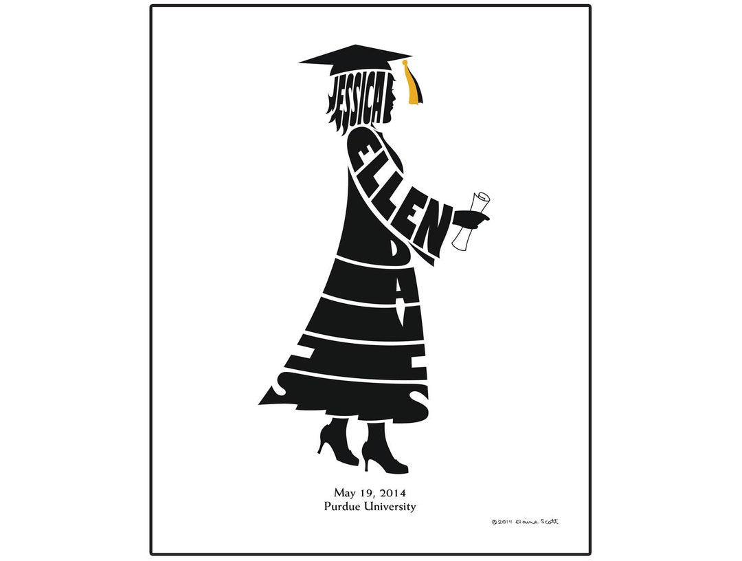 Personalized Female Graduate Print, College or High School Graduation ...