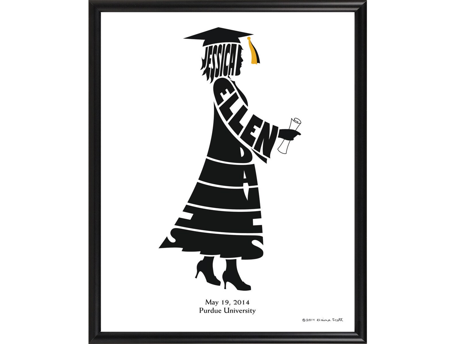 Personalized Female Graduate Print College or High School - Etsy