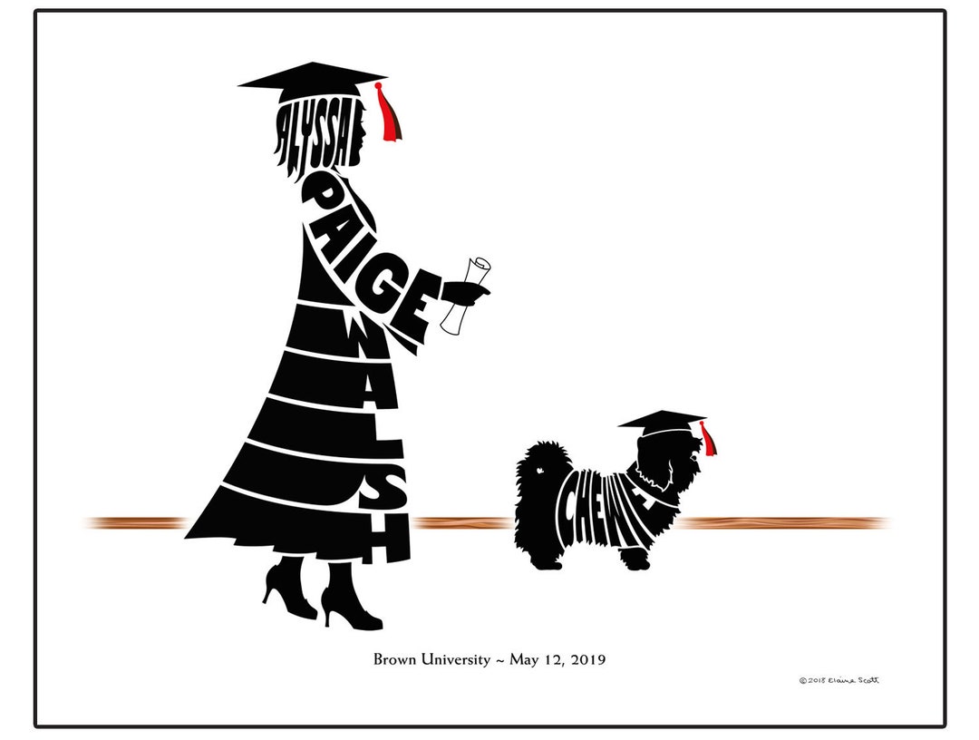 Personalized Female Graduate With Service Dog Print, Graduate With ...