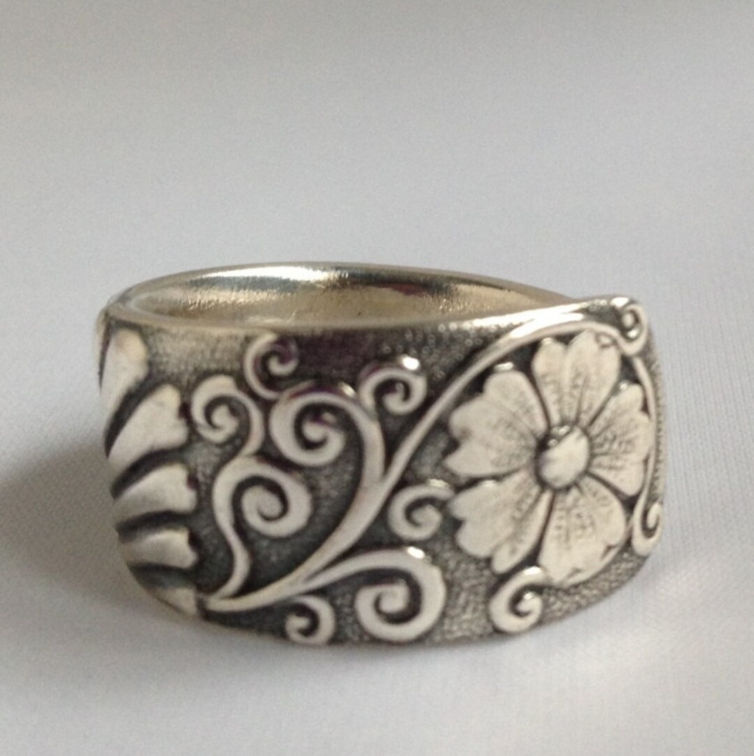 Spoon Ring, "daisy" 1892, Silverware Jewelry, Vintage Silverplate, Size ...