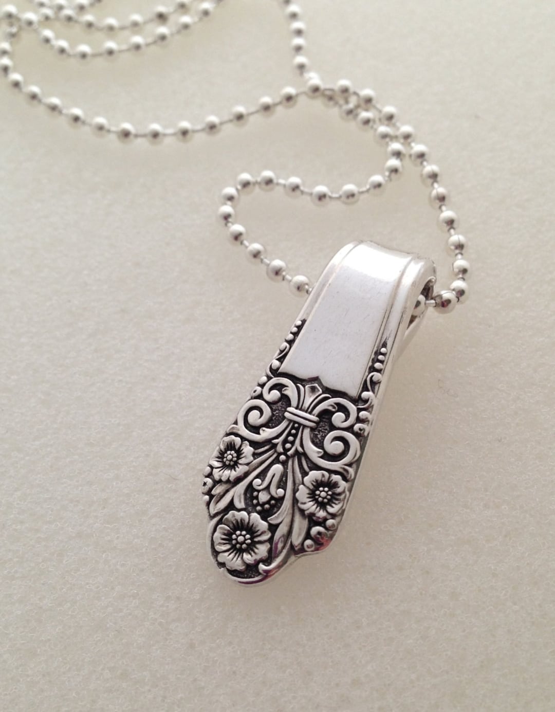 Silver Pendant. "precious" Spoon Pendant. Silverware Jewelry. - Etsy