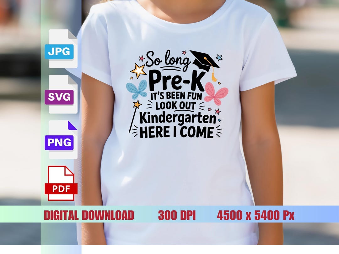 So Long Pre-k It's Been Fun Look Out Kindergarten Here I Come PNG SVG ...