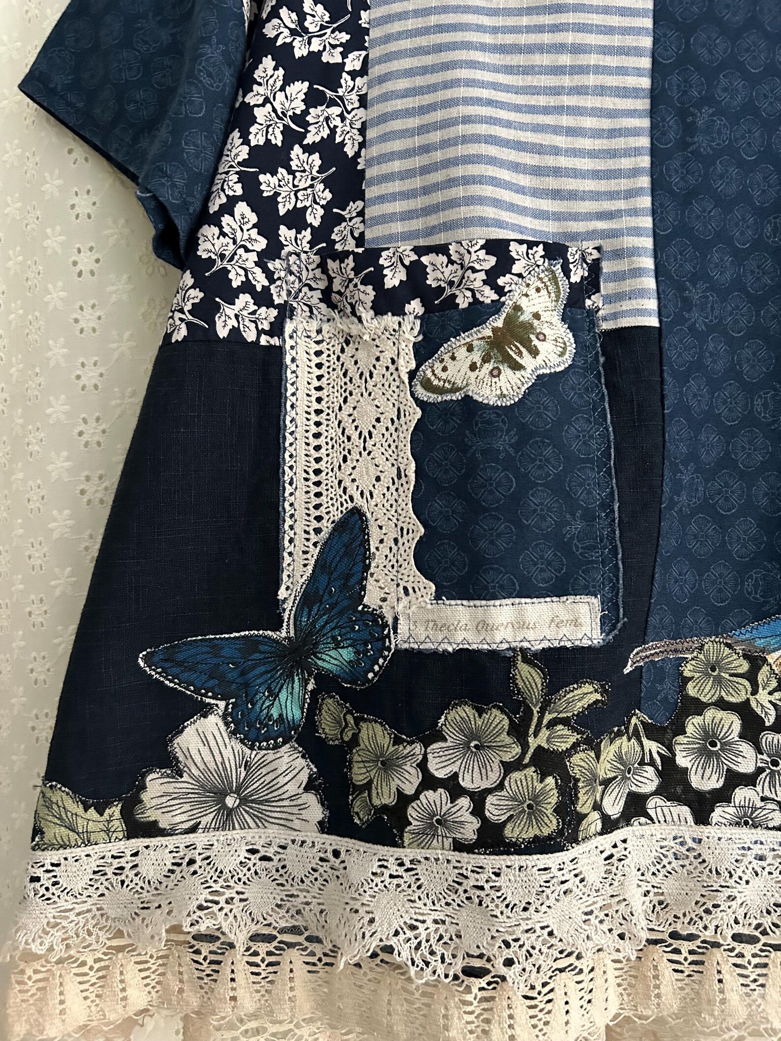 Patchwork Cotton Tunic Top: Appliqué & Vintage Lace - Etsy