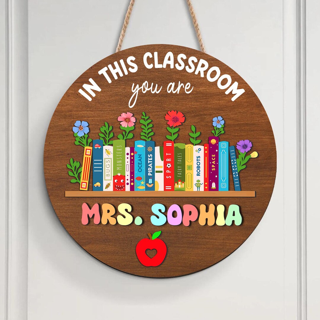 Custom Classroom Door Sign, Classroom Decor, Teacher Wooden Door Sign ...