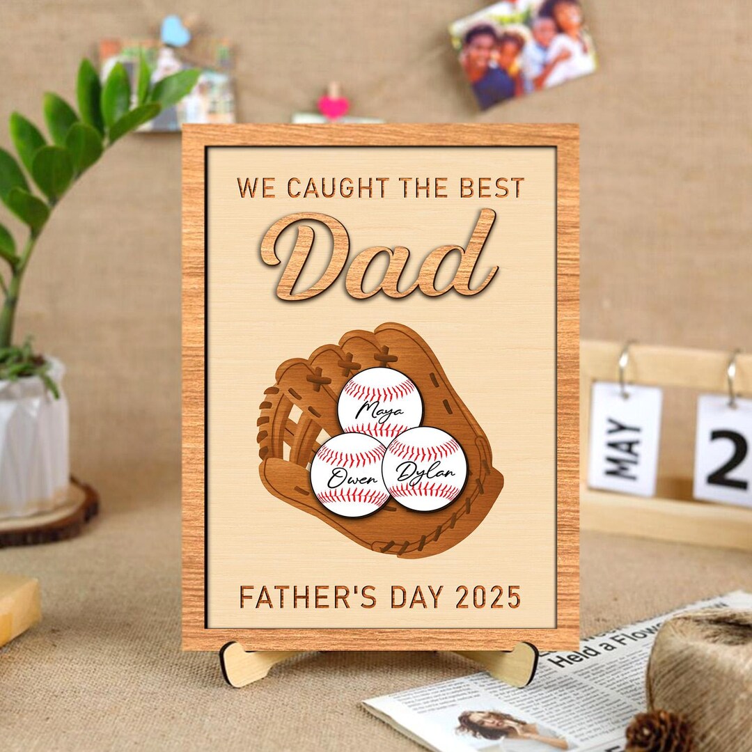 Personalized Dad Wooden Plaque, Custom Name Wood Sign, Baseball Dad ...