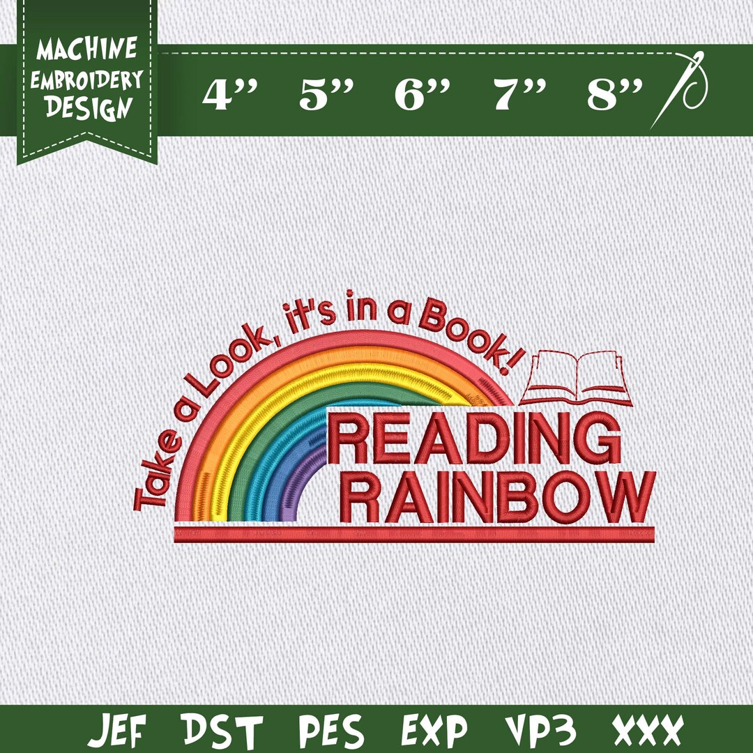 Embroidery Design File: Reading Rainbow Embroidery, Rainbow School ...