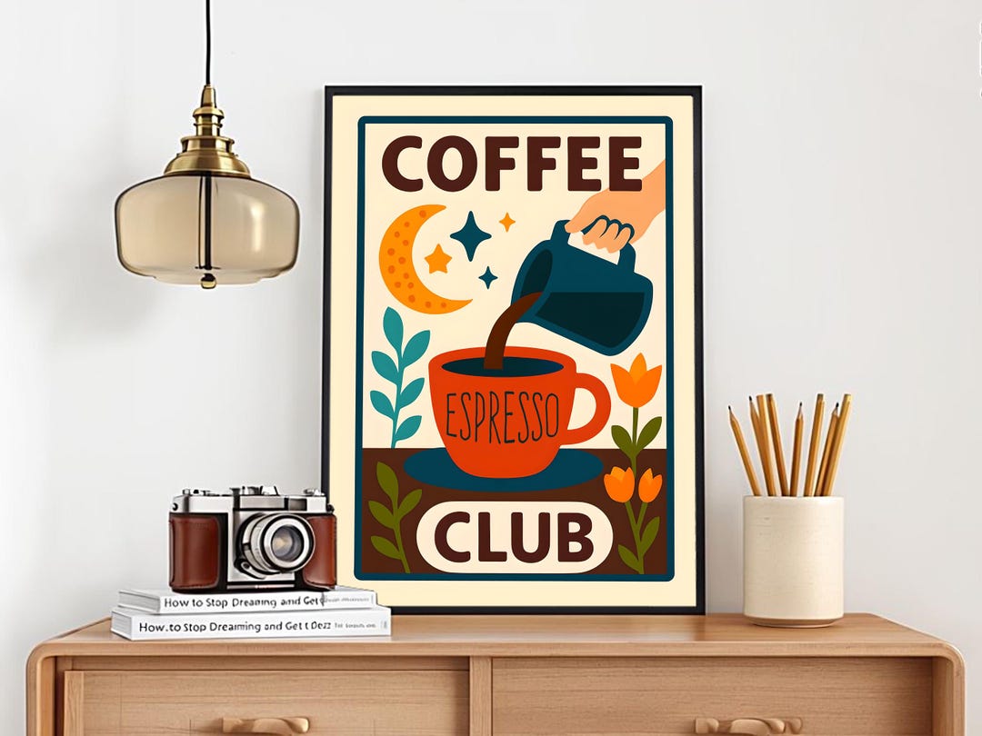 Coffee Poster, Printable Espresso Bar Sign Coffee Poster Retro Espresso ...