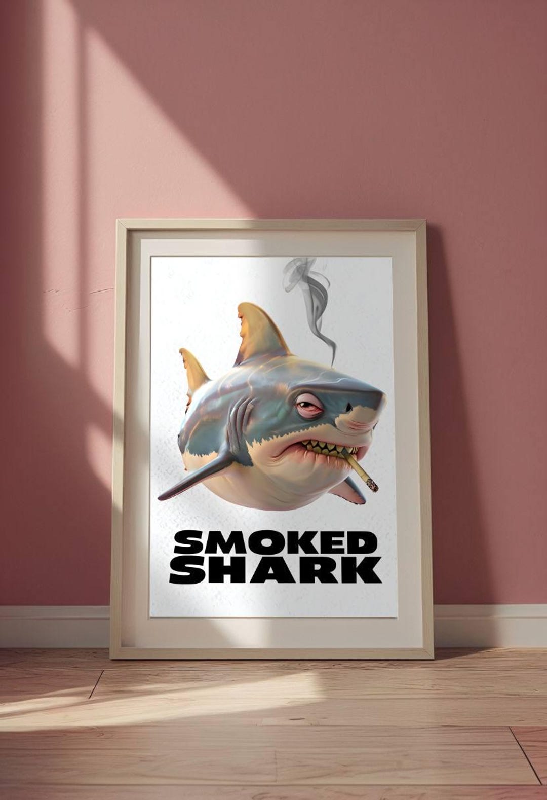 Animated Shark Smoking Cigarette Digital Art | Quirky Humor PNG | Funny ...