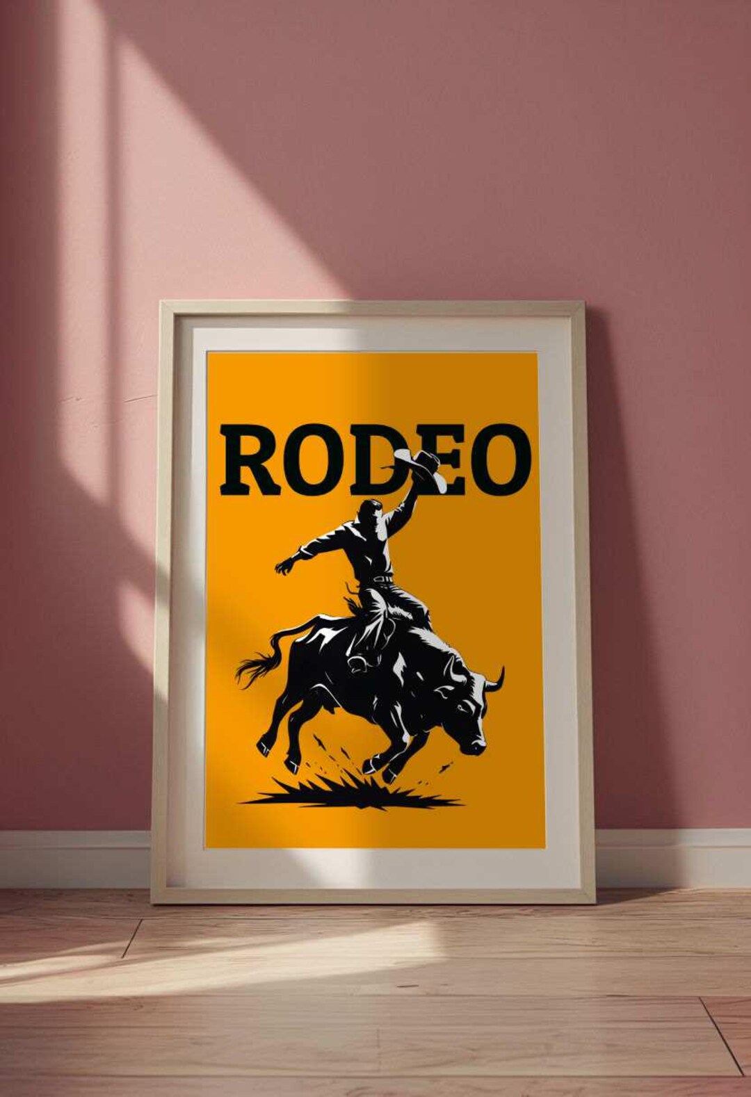 Retro Cowboy Rodeo Print: Western Bull Riding Art (PNG Digital Download ...
