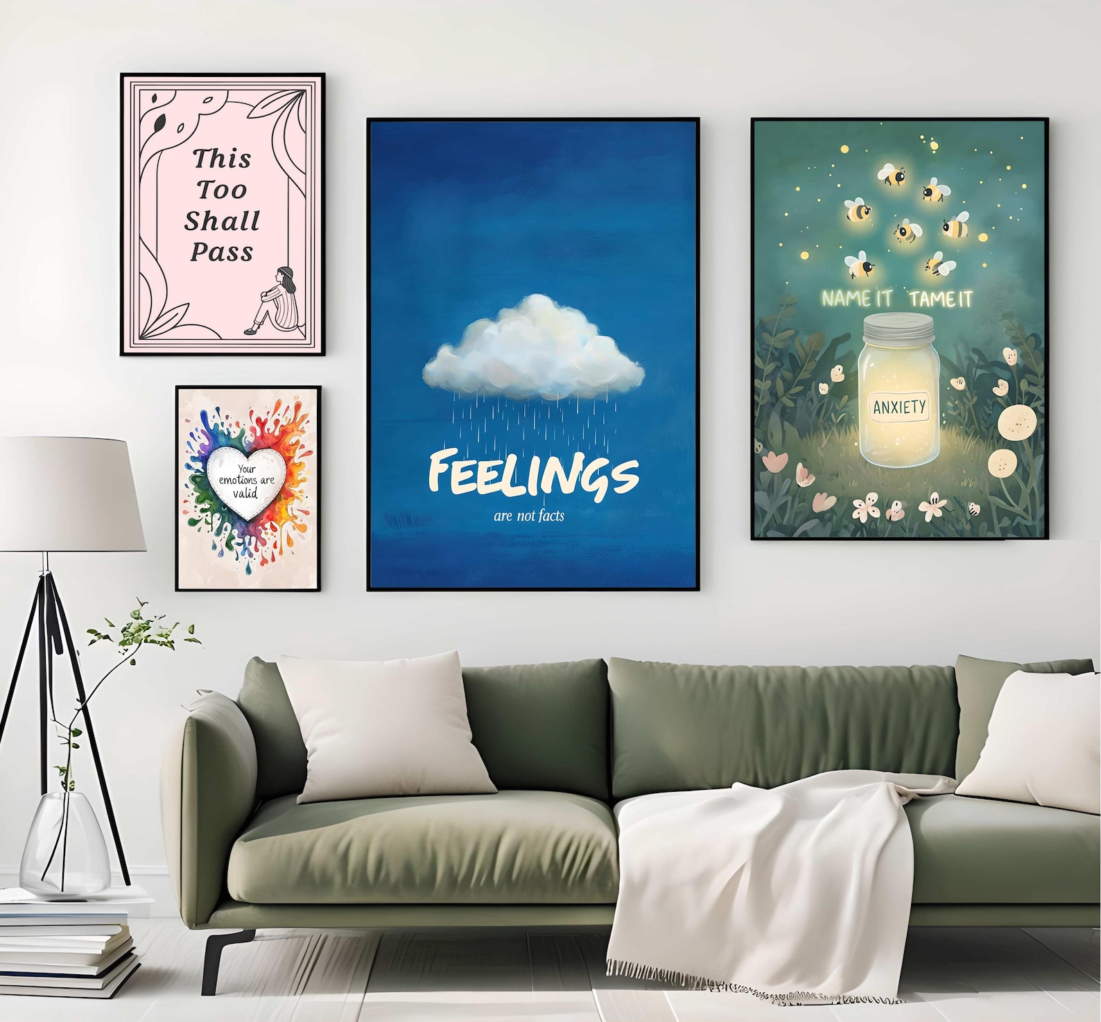 Therapy Office Wall Art Bundle | Mental Health Prints | Feelings Are ...