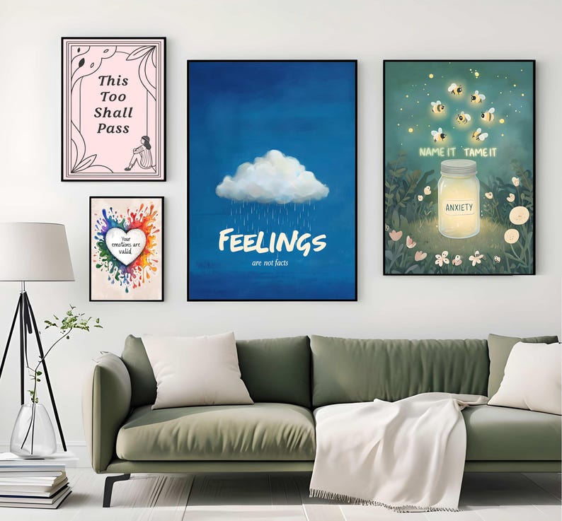 Therapy Office Wall Art Bundle | Mental Health Prints | Feelings Are ...