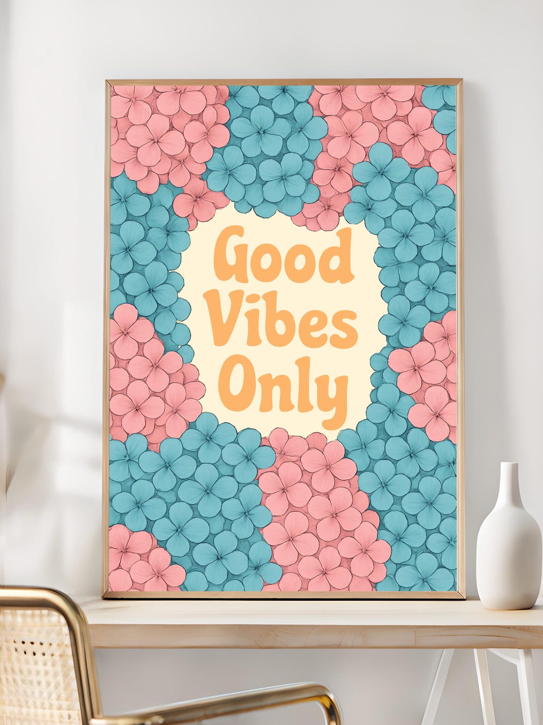 Good Vibes Only Wall Art Print | Positive Quote Poster | Floral ...