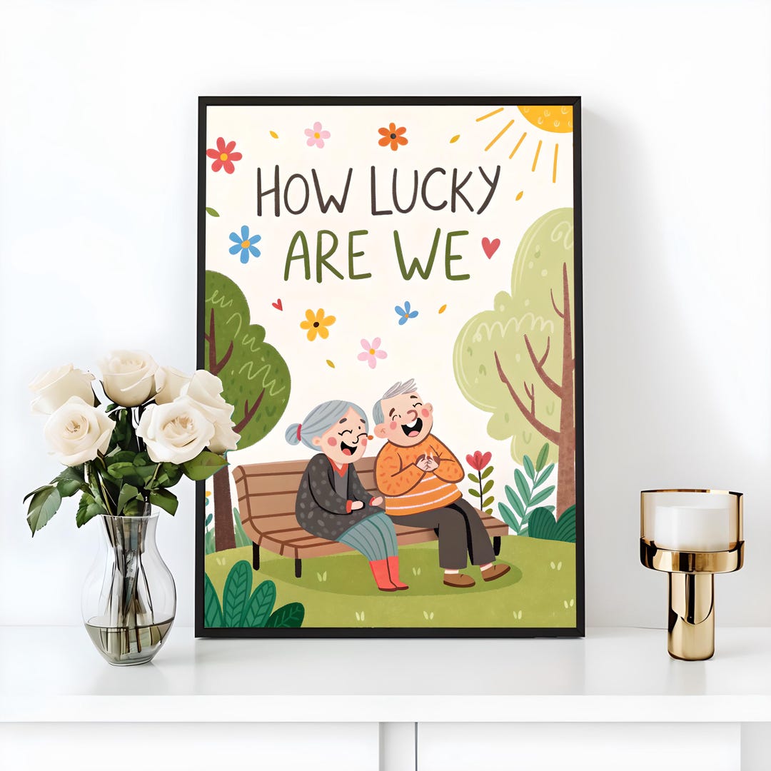 How Lucky Are We Poster | Family Love Quote Art, Couple Illustration ...