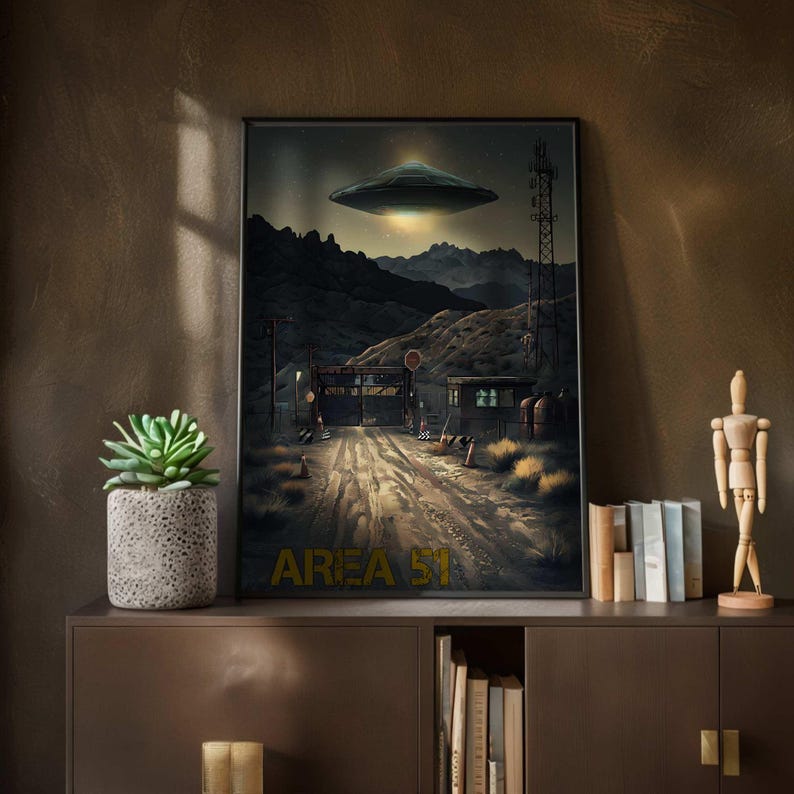 Area 51 UFO Poster, Alien Base Wall Art, Secret Government Facility ...