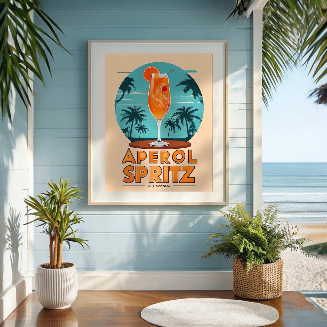 Aperol Spritz Poster, Tropical Wall Art, Summer Decor, Cocktail Print ...