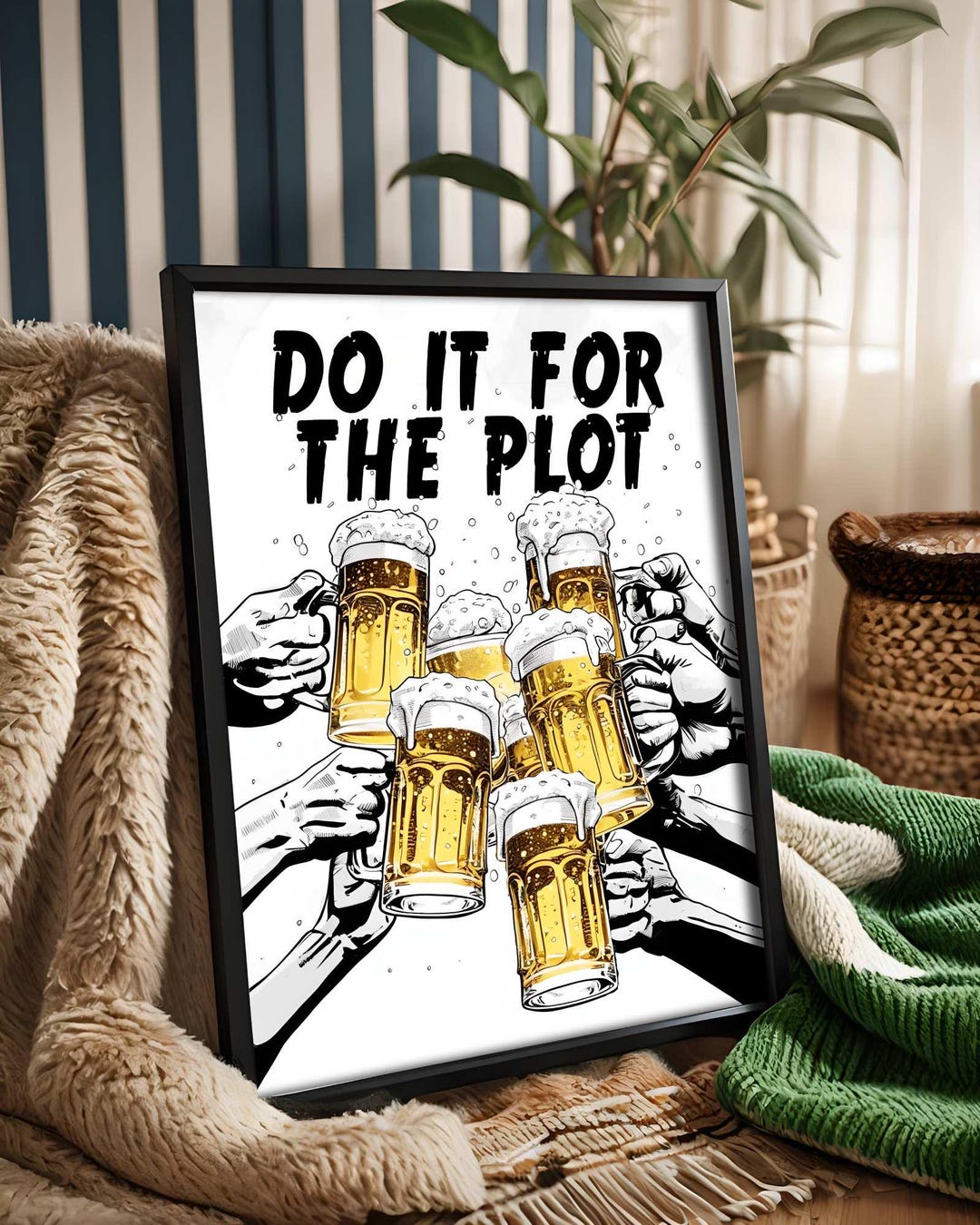 Do It for the Plot Beer Print: Fun Bar Cart Art, Craft Beer Art Print ...