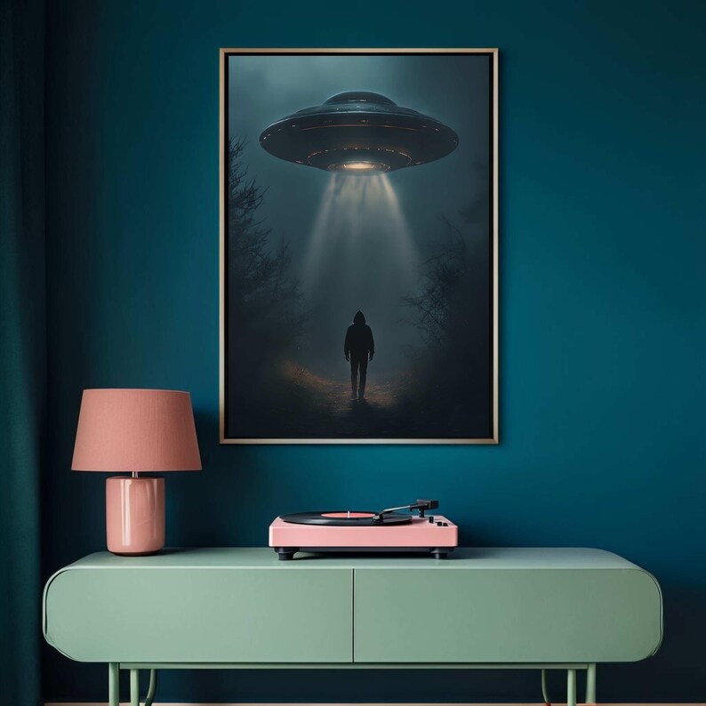 UFO, Alien Abduction PNG | Sci Fi Poster | UFO Gifts | Spooky Decor for ...
