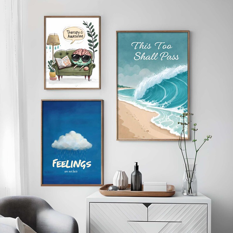 Therapy Office Wall Art Bundle | Mental Health Prints | Feelings Are ...