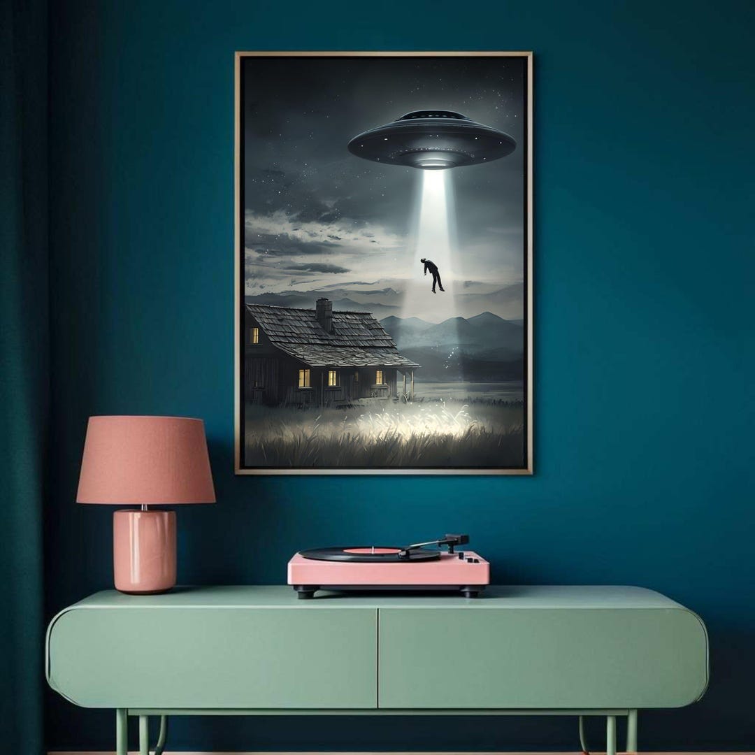 UFO, Alien Abduction PNG | Sci Fi Poster | UFO Gifts | Spooky Decor for ...