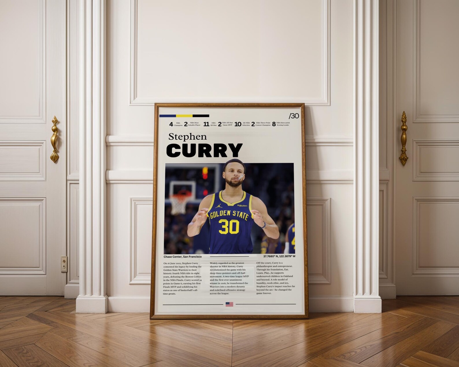 Stephen Curry Wooden Framed Poster, Quality Basketball Memorabilia ...
