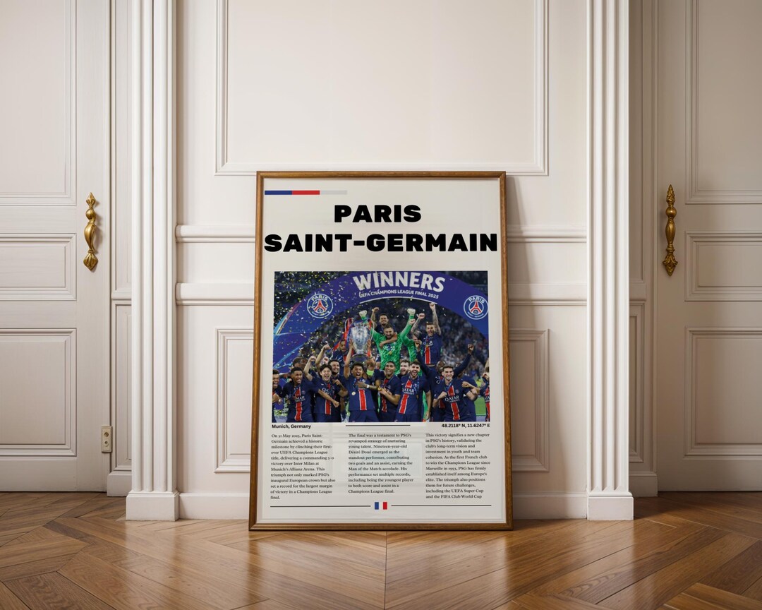 Paris Saint Germain Wooden Framed Poster, Quality Football Memorabilia ...