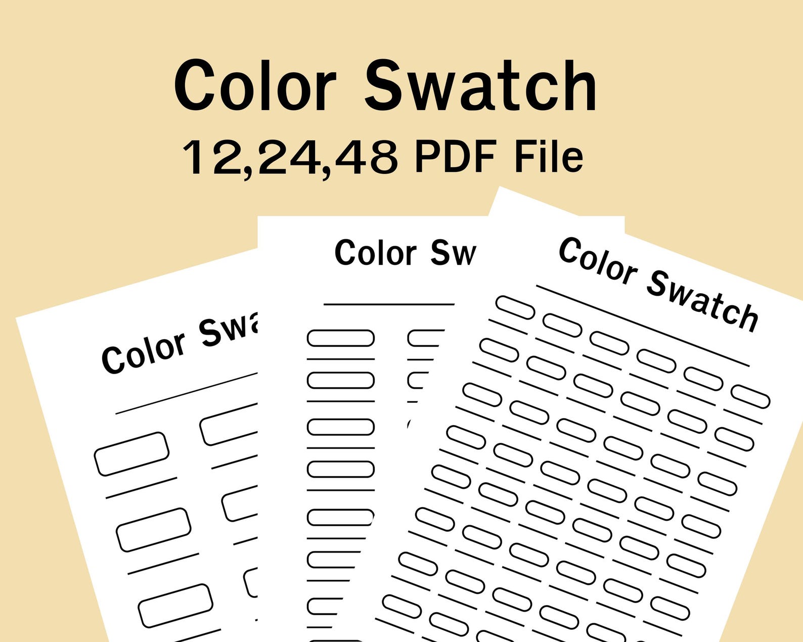 Color Chart Printable,swatch Chart Sheet Template,color Swatch Chart ...