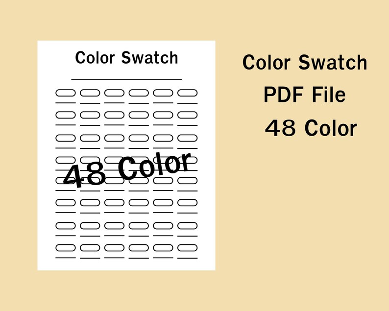 Color Chart Printable,swatch Chart Sheet Template,color Swatch Chart ...