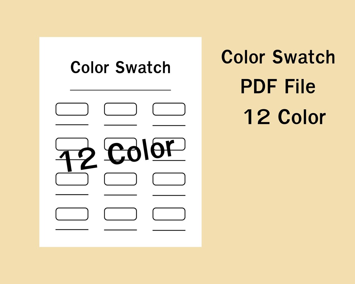 Color Chart Printable,swatch Chart Sheet Template,color Swatch Chart ...