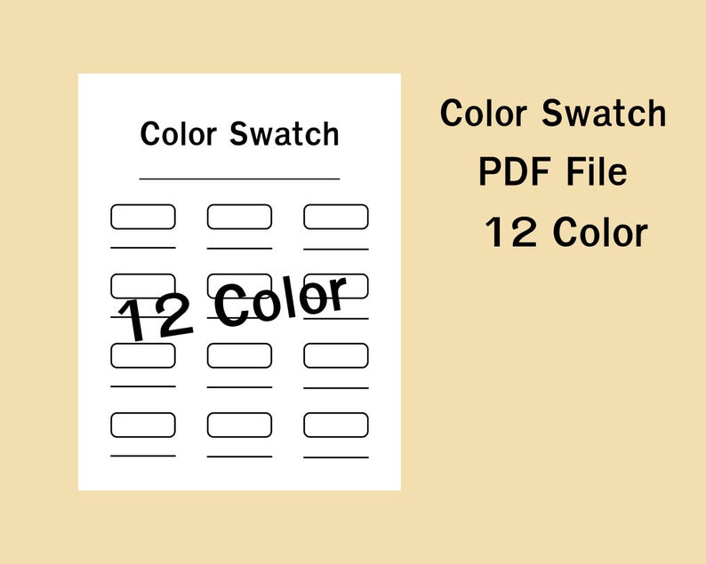 Color Chart Printable,swatch Chart Sheet Template,color Swatch Chart ...