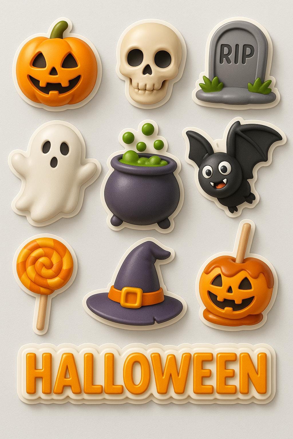 Halloween Stickers Pack | Cute Digital Stickers | Ghost, Pumpkin, Witch ...