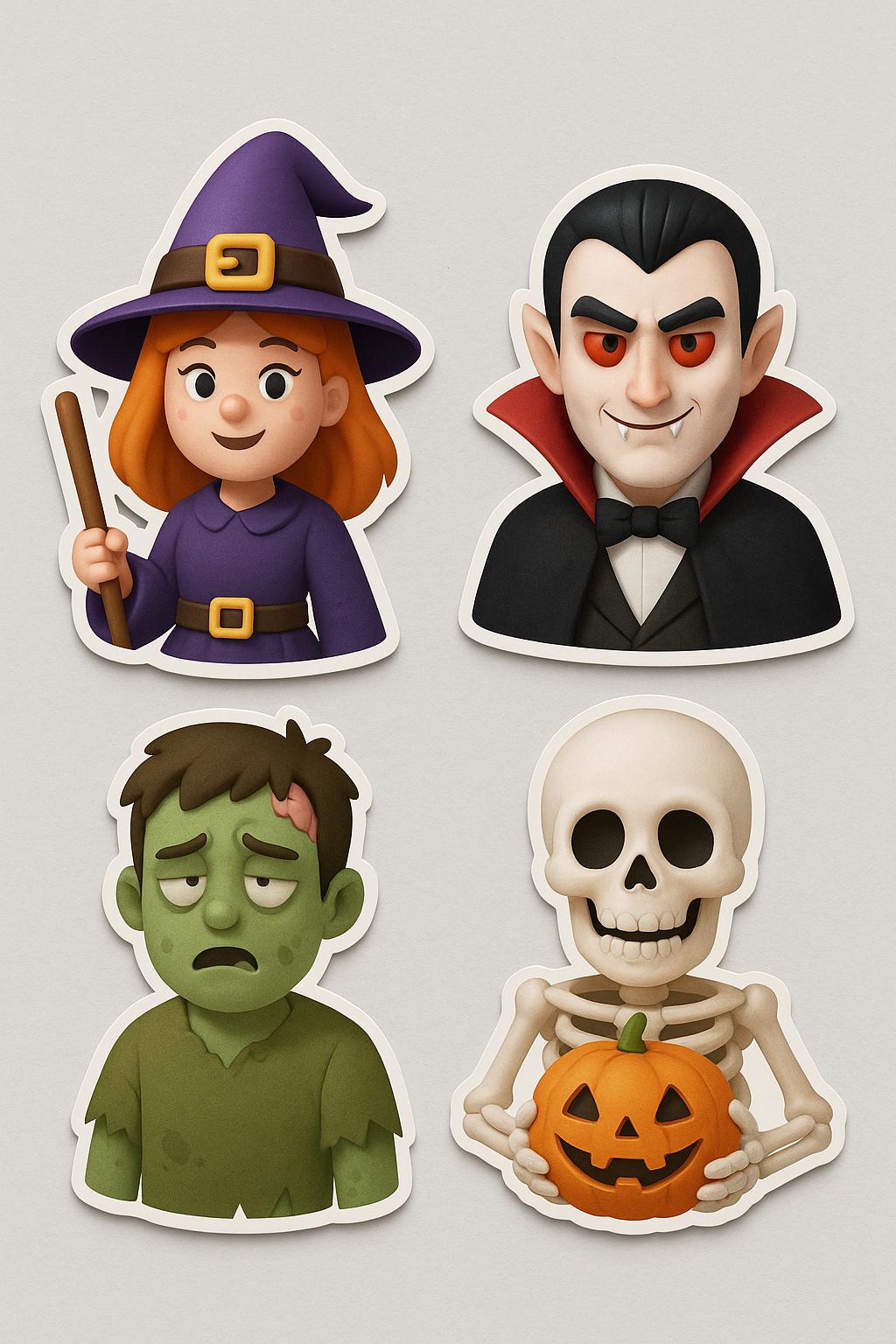 Halloween Stickers Pack | Cute Digital Stickers | Ghost, Pumpkin, Witch ...