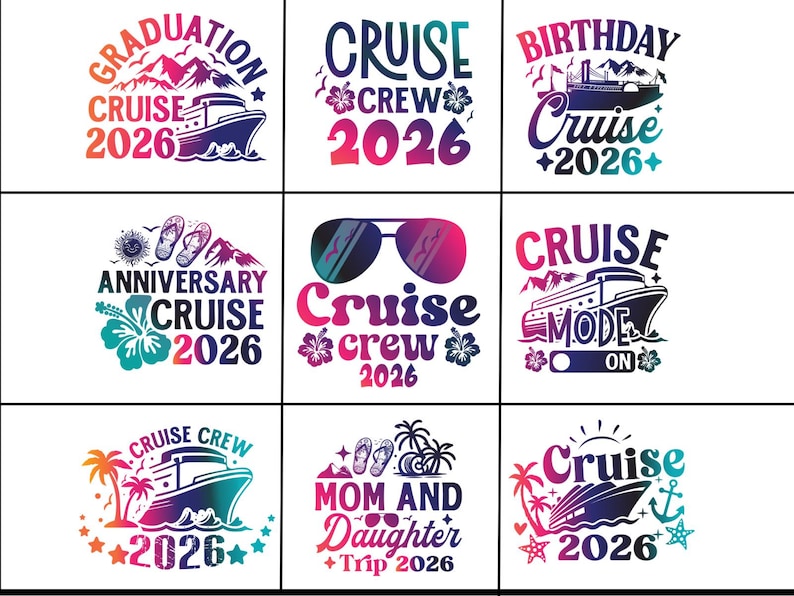 Cruise 2026 SVG PNG Bundle, Cruise Crew Designs, Birthday Graduation ...
