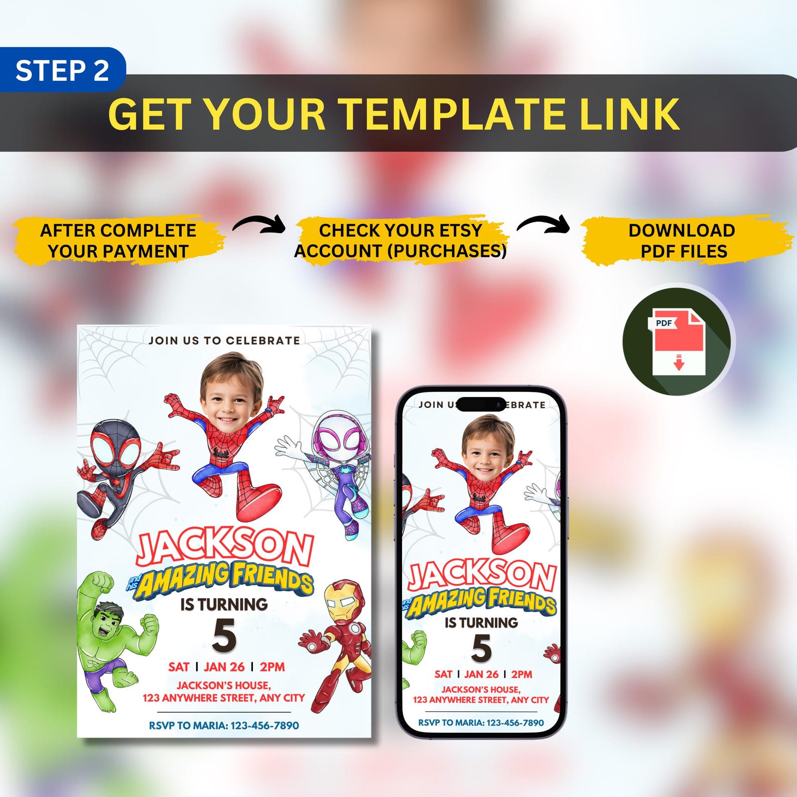 Personalized Face Spidey Invitation, Custom Spidey Party Invite, Miles ...
