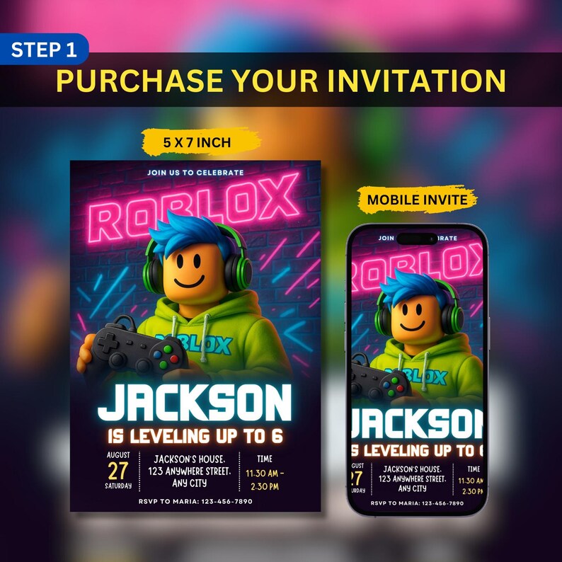 Editable Roblox Invitation, Roblox Invite, Game Birthday, Kids Birthday ...