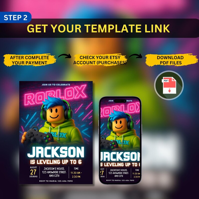 Editable Roblox Invitation, Roblox Invite, Game Birthday, Kids Birthday ...