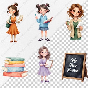 26 Watercolor Teacher Clipart, Watercolor School Teacher PNG, Back to ...