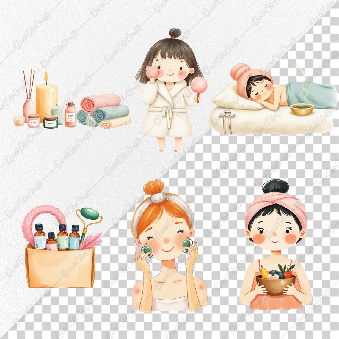 Girl Spa Day Clipart, Self-care Clipart, Feminine Clipart, Spa Girls ...