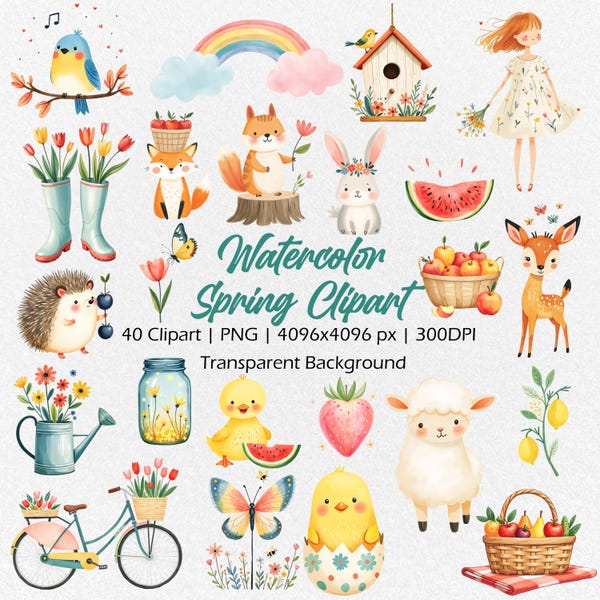 Hello Spring Clipart - Etsy