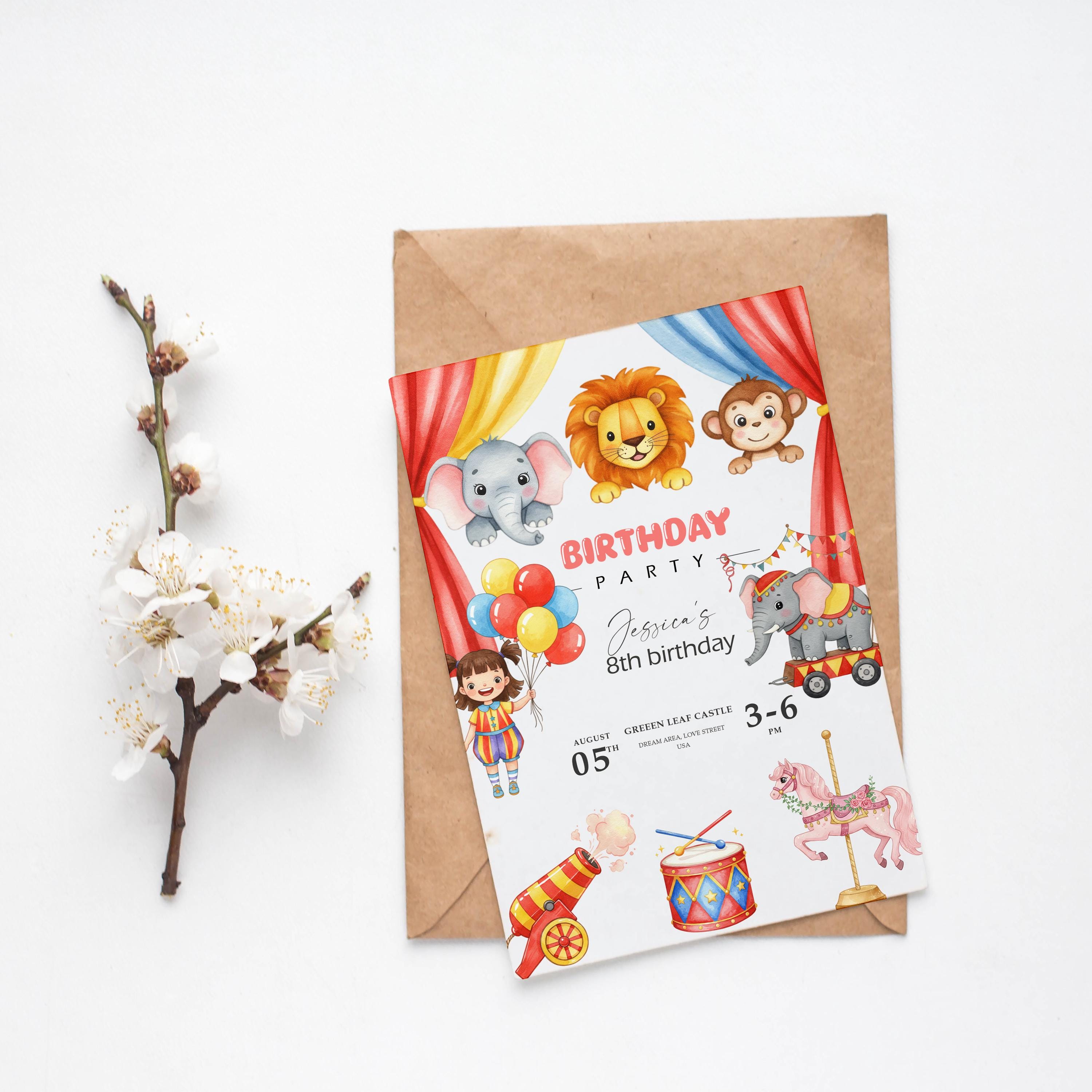 Watercolor Circus Clipart Set, Hand-painted Carnival PNG, Cute Circus ...