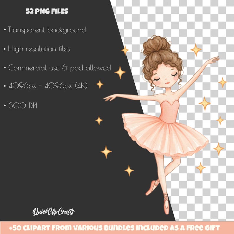 Watercolor Ballerina Clipart – Hand Painted Ballet Dancer PNG, Elegant ...
