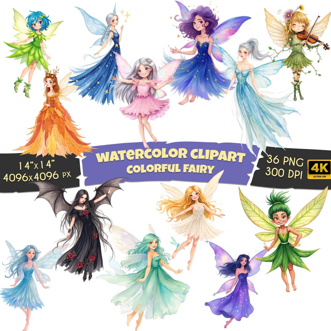 Watercolor Fairy Clipart Set – Magical Fantasy Fairy Illustrations ...
