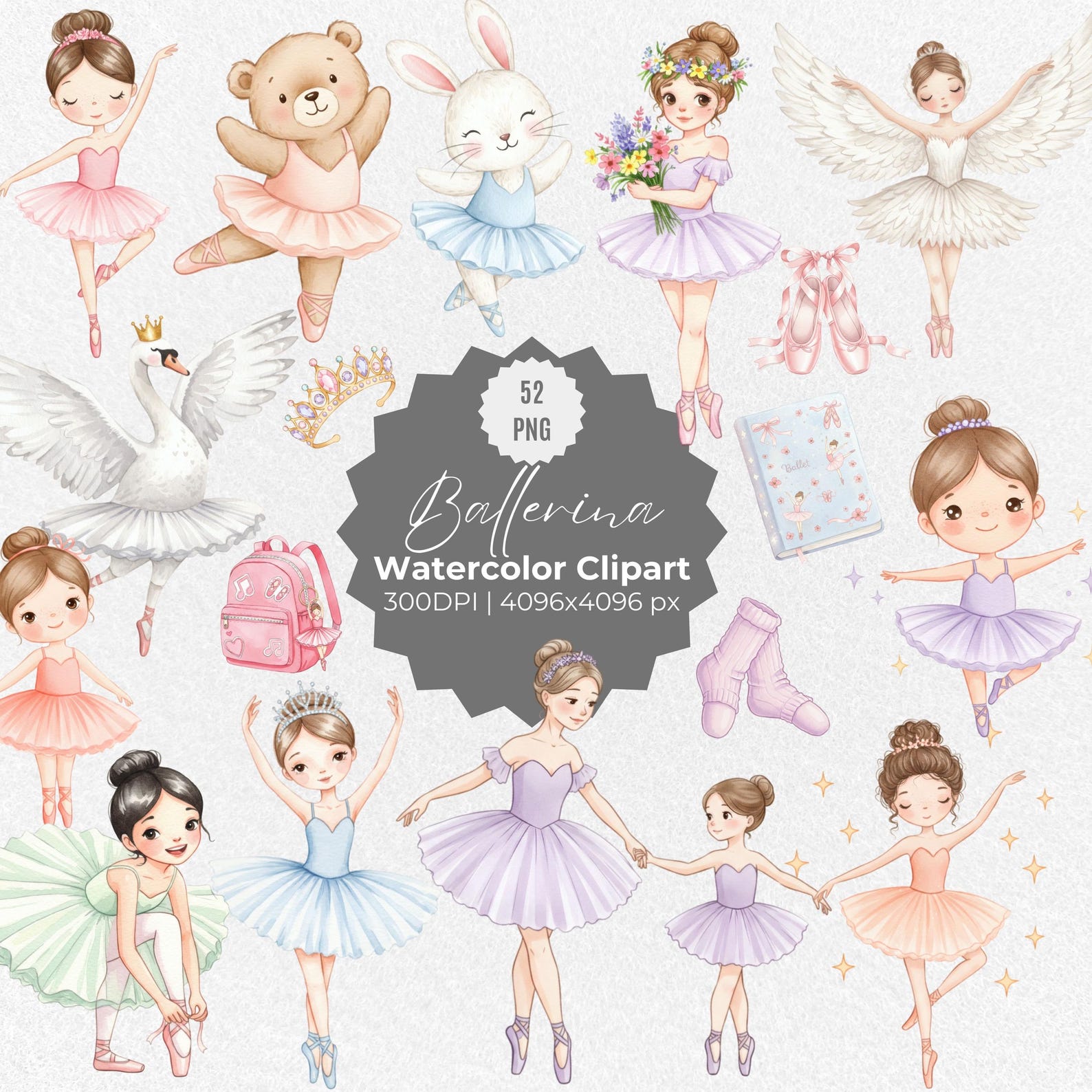 Watercolor Ballerina Clipart – Hand Painted Ballet Dancer PNG, Elegant ...