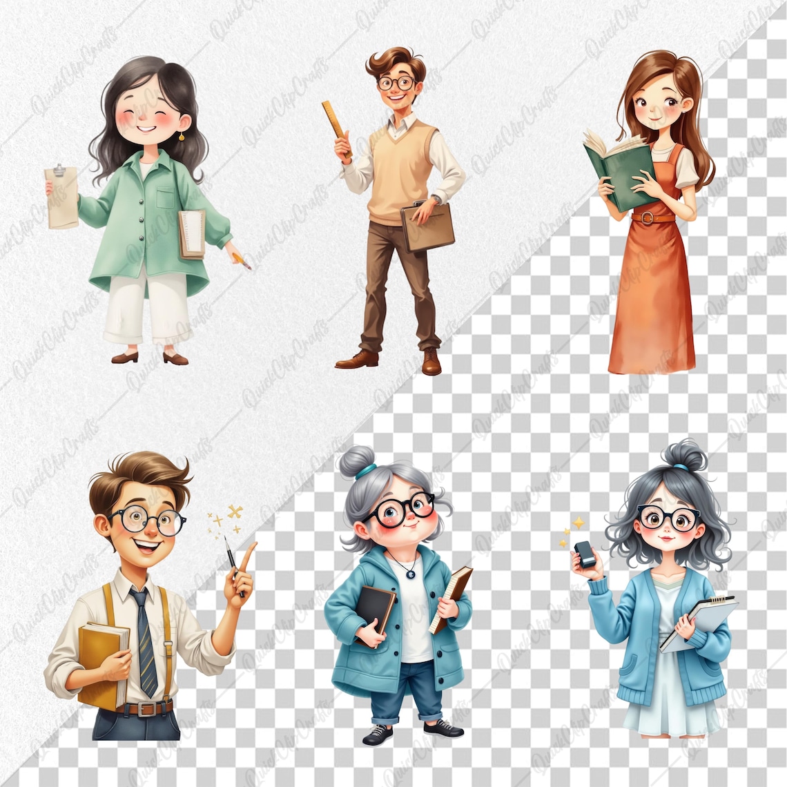 26 Watercolor Teacher Clipart, Watercolor School Teacher PNG, Back to ...