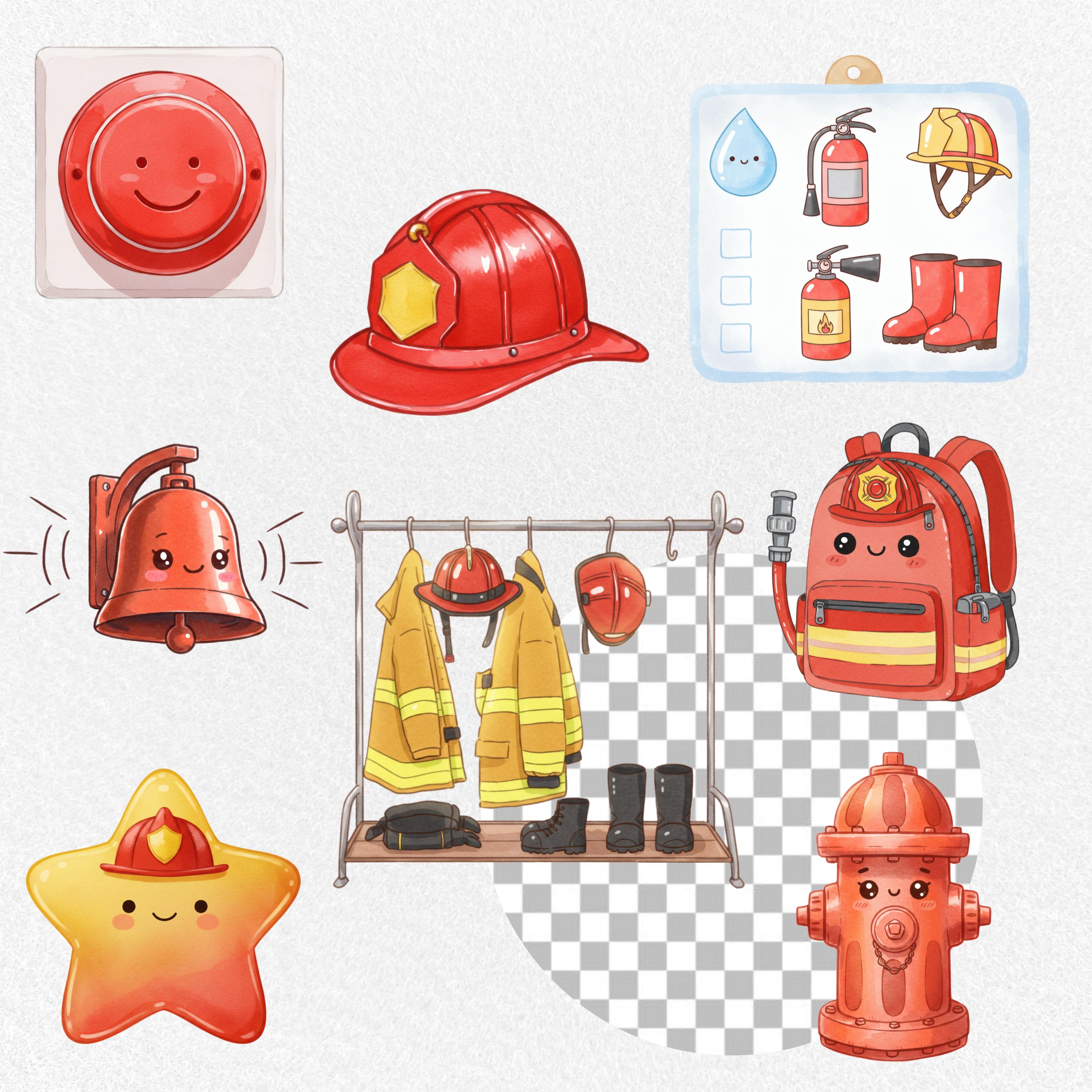Watercolor Firefighters Clipart, Fire Truck PNG, Hand-painted Fireman ...
