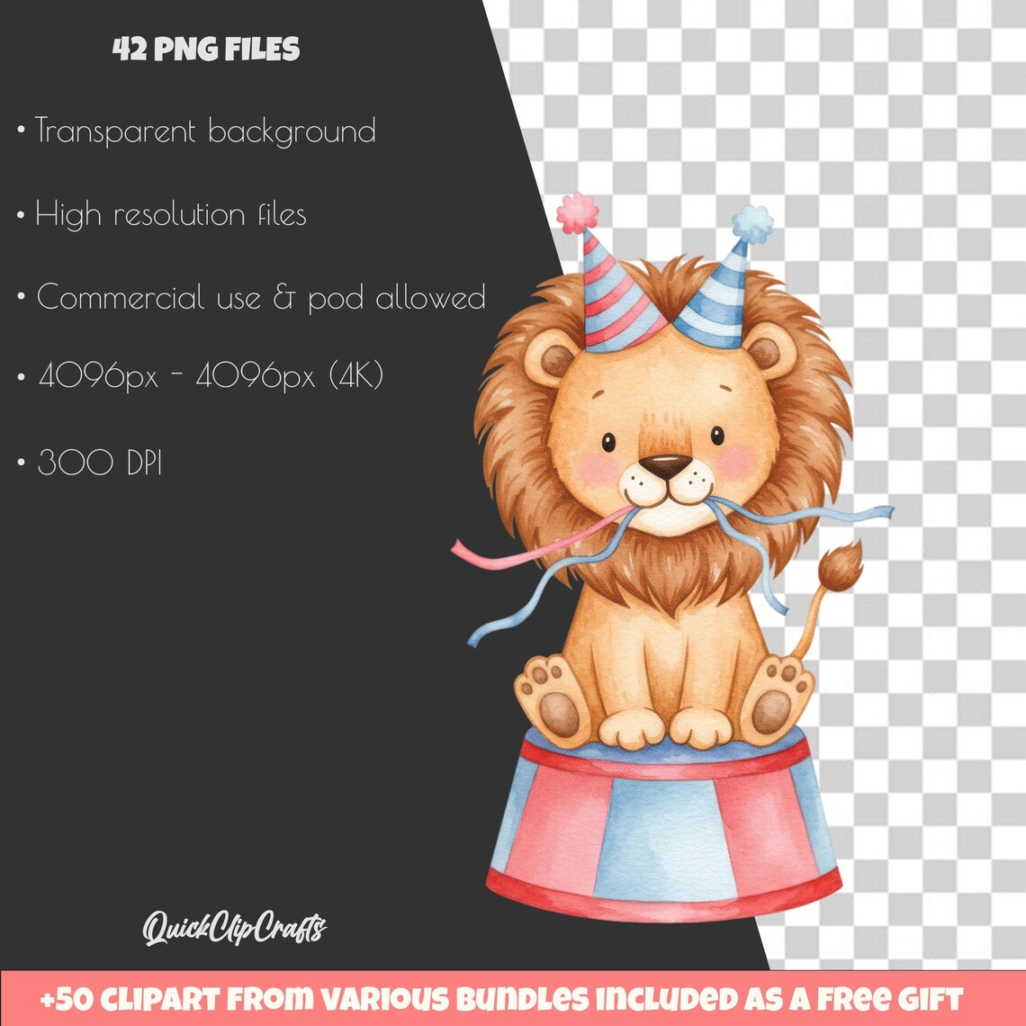 Watercolor Circus Clipart Set, Hand-painted Carnival PNG, Cute Circus ...