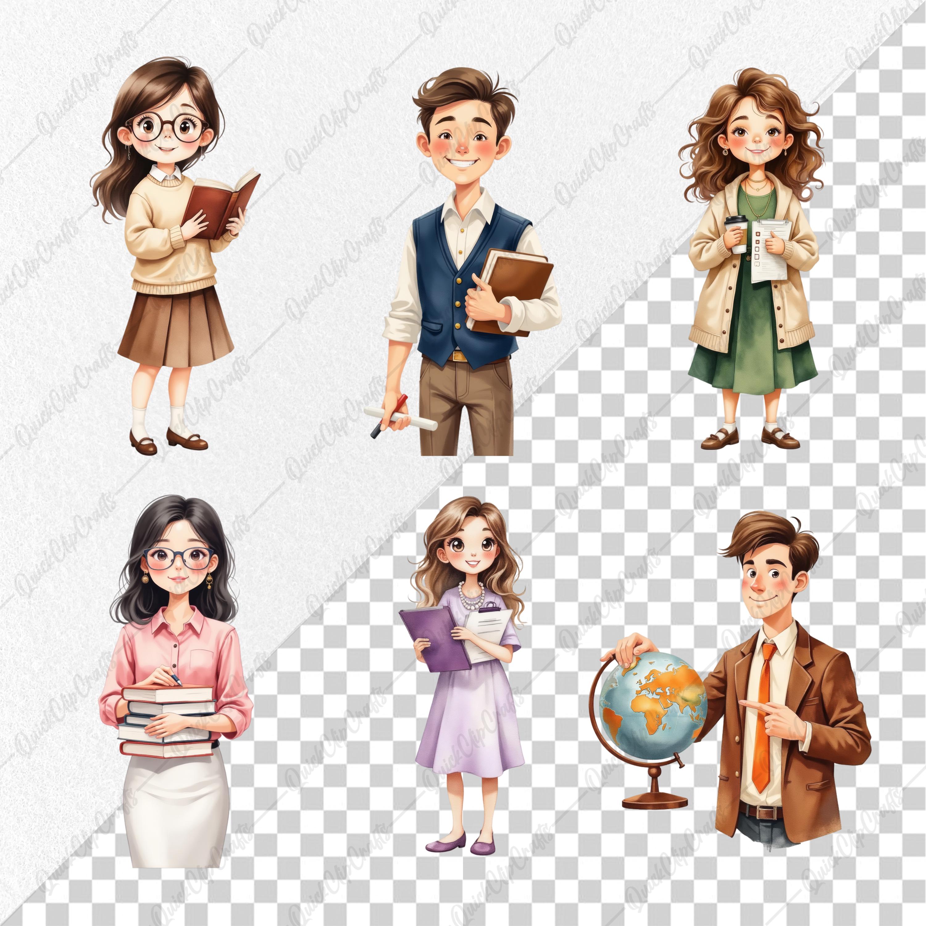 26 Watercolor Teacher Clipart, Watercolor School Teacher PNG, Back to ...