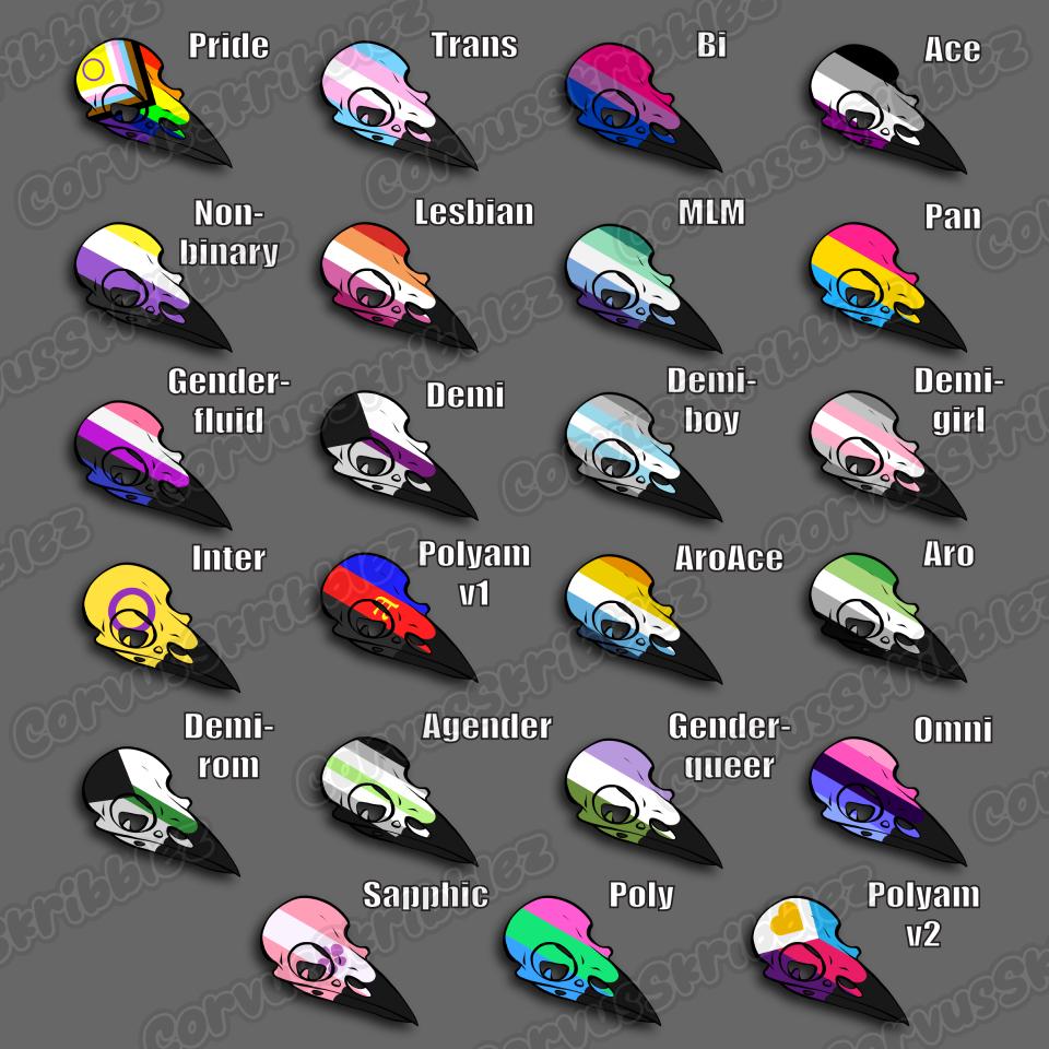 Pride Raven Skull Pins | Pride Lgbt+ Vulture Culture Acrylic Pin - Etsy